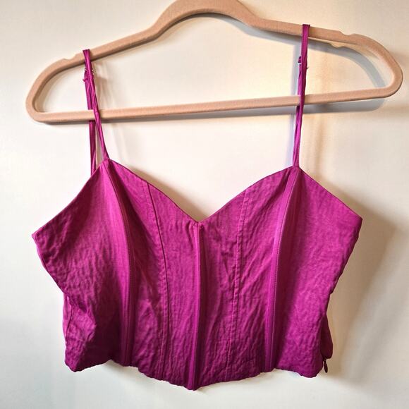 Zara | Tops | Zara Corset Top Large Pink Fusia Cropped Bustier Boning ...